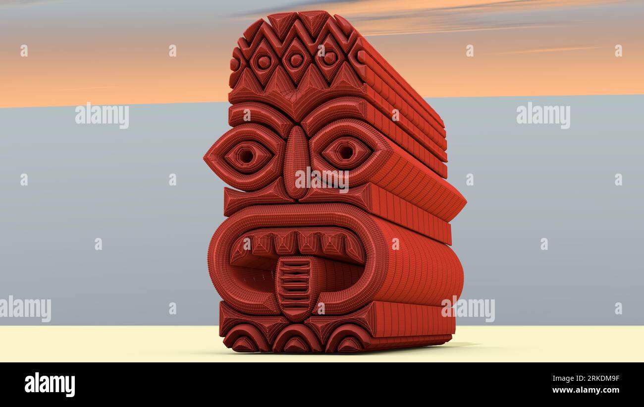 3D Illustration of a Tiki Idol. In Māori mythology, Tiki is the first ...