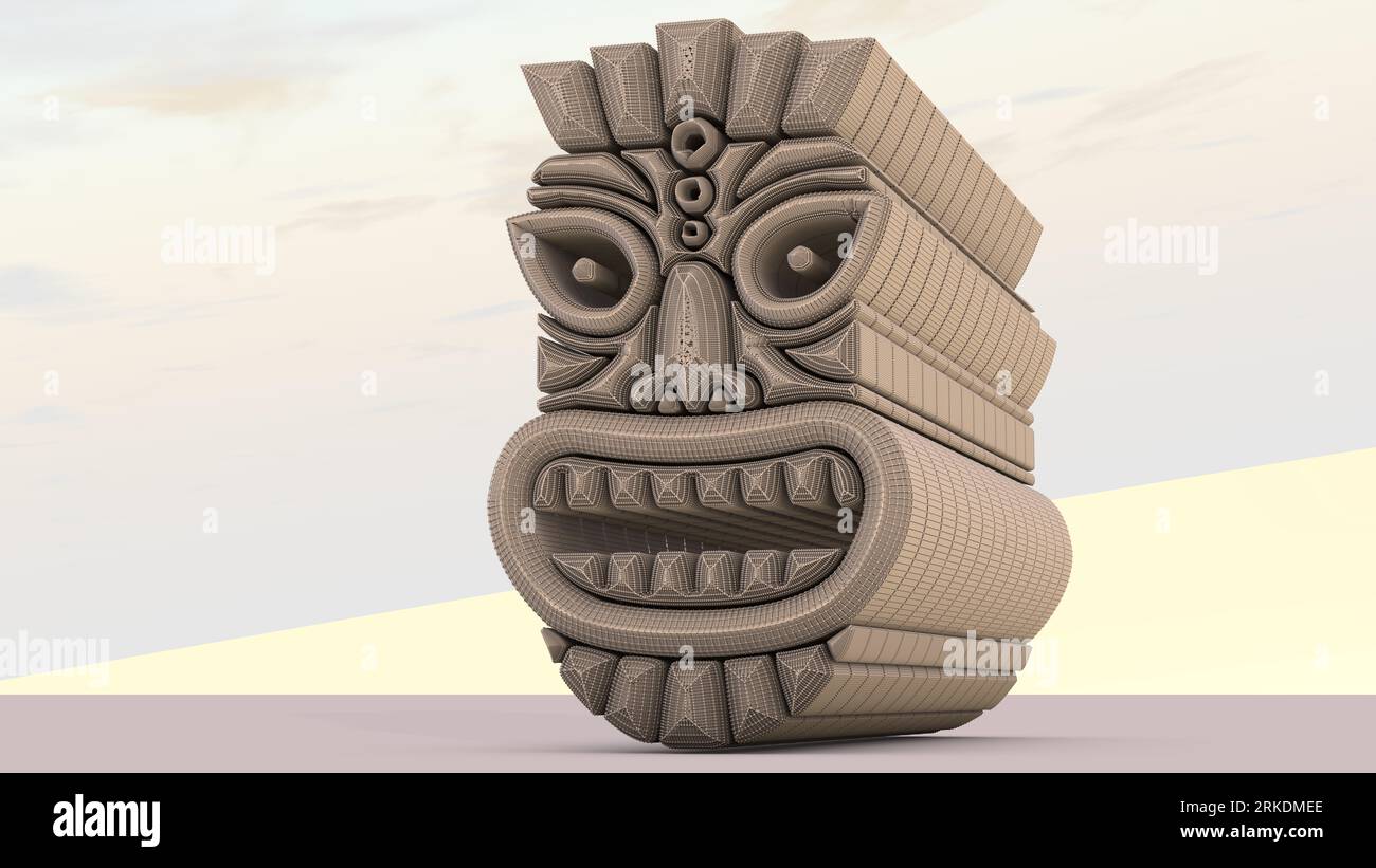 3D Illustration of a Tiki Idol. In Māori mythology, Tiki is the first ...