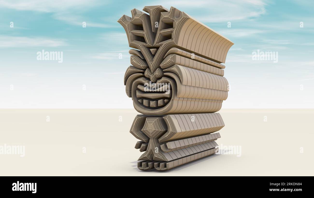3D Illustration of a Tiki Idol. In Māori mythology, Tiki is the first ...
