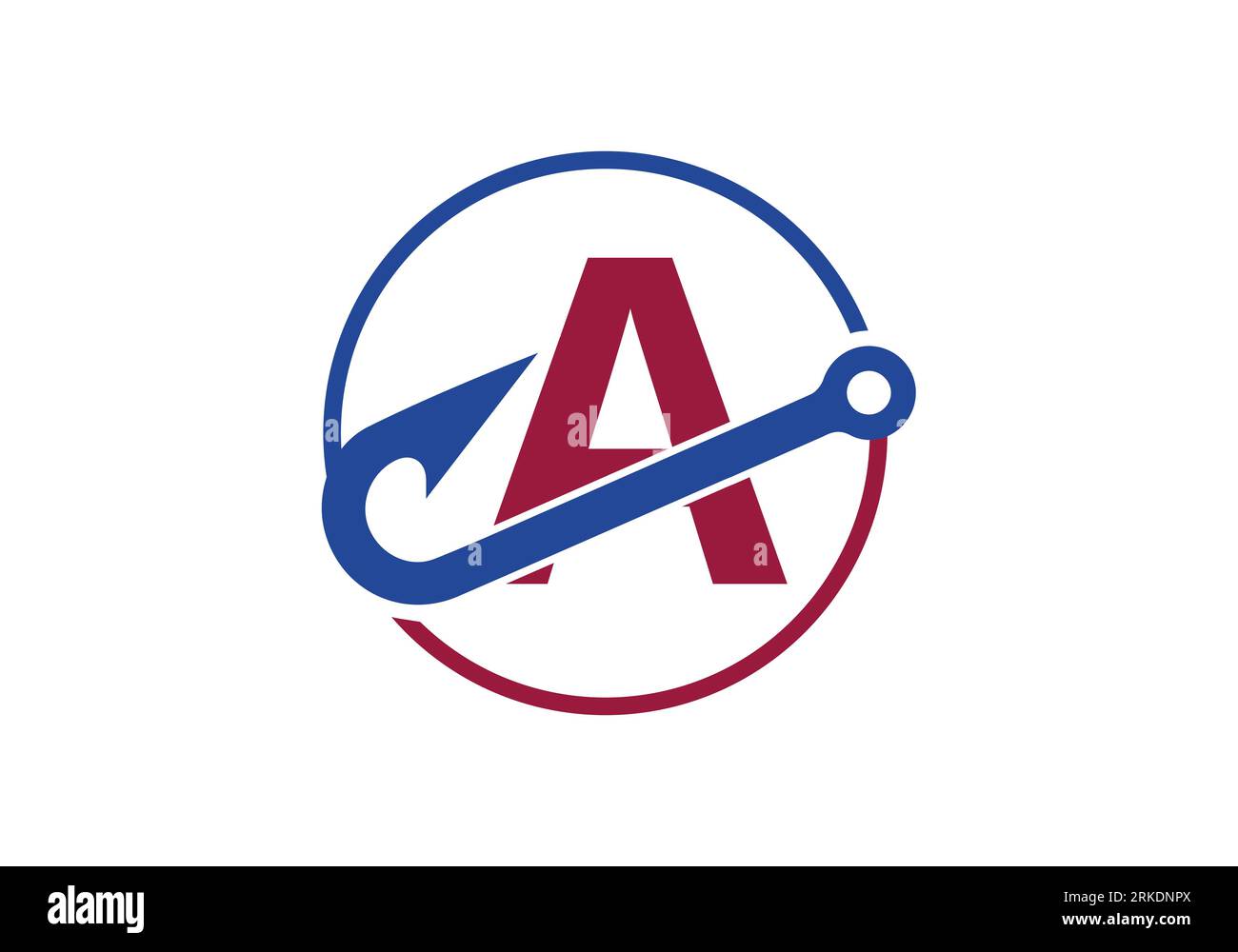 Initial A monogram letter alphabet with fishing Hook. Fishing logo ...