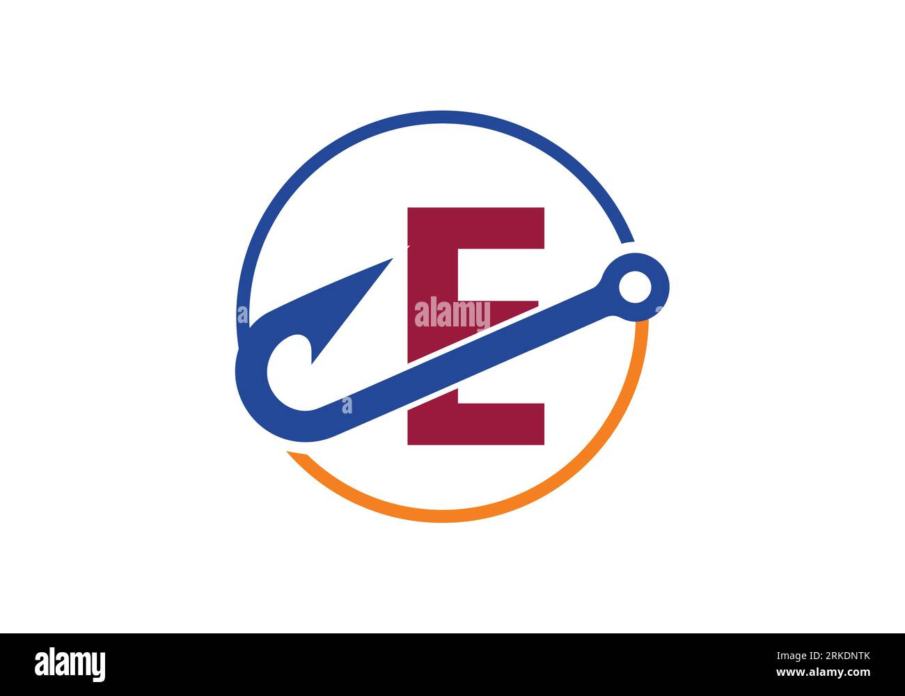 Initial E monogram letter alphabet with fishing Hook. Fishing logo ...