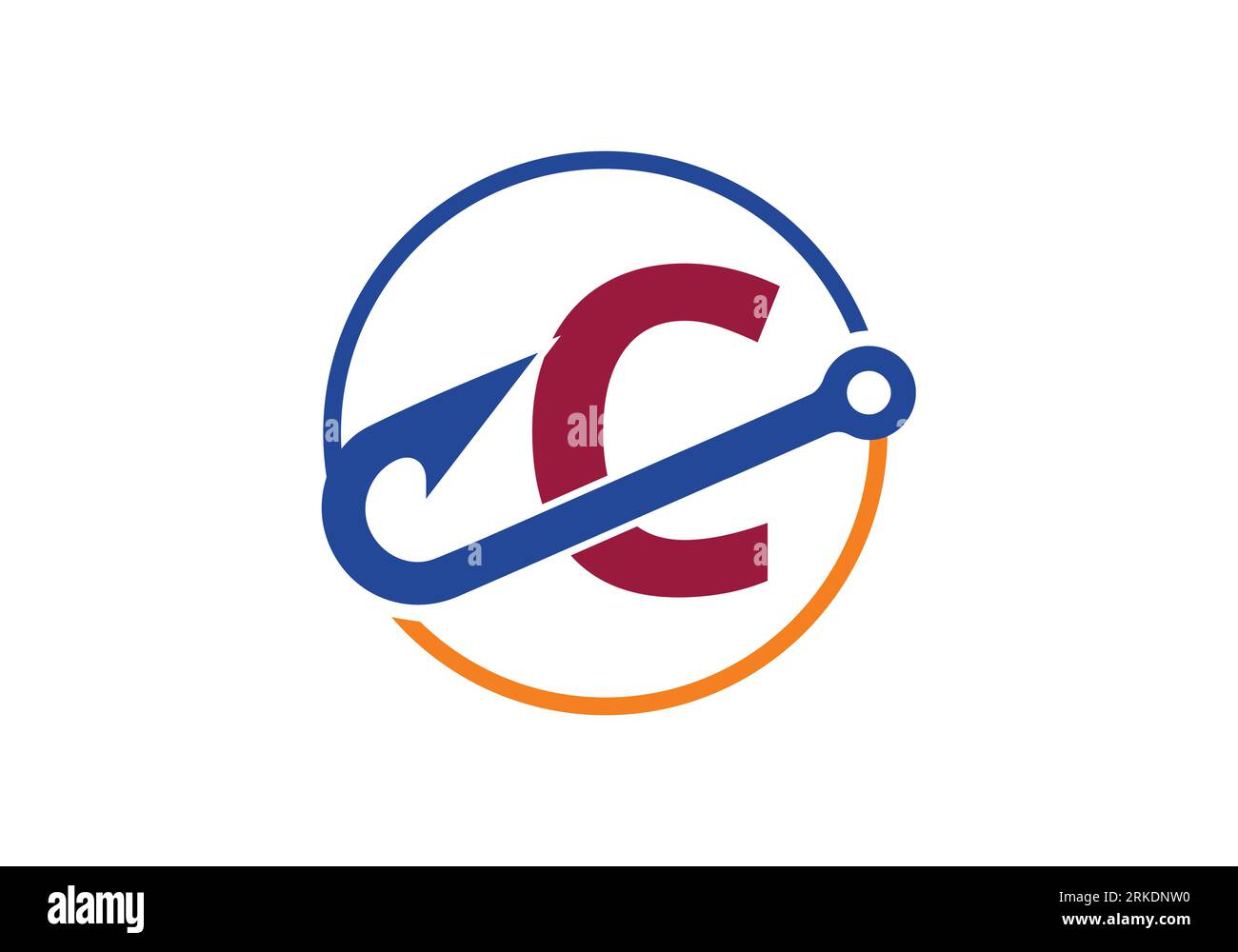 Initial C monogram letter alphabet with fishing Hook. Fishing logo ...