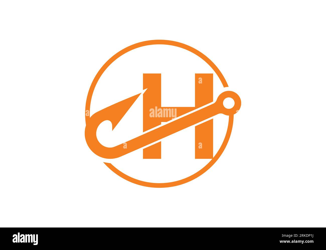 Initial H monogram letter alphabet with fishing Hook. Fishing logo ...