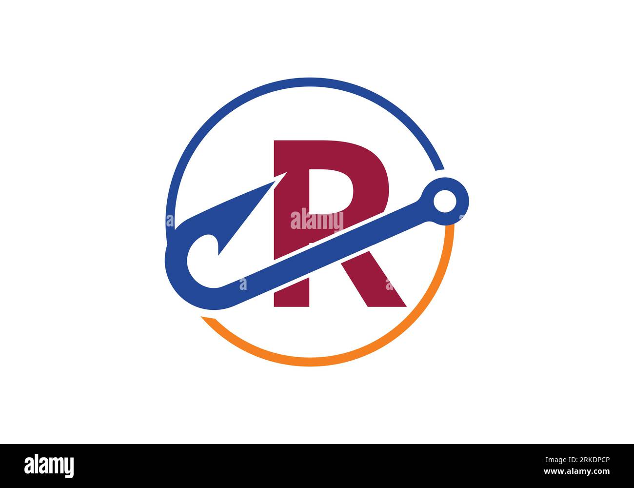 Initial R monogram letter alphabet with fishing Hook. Fishing logo ...