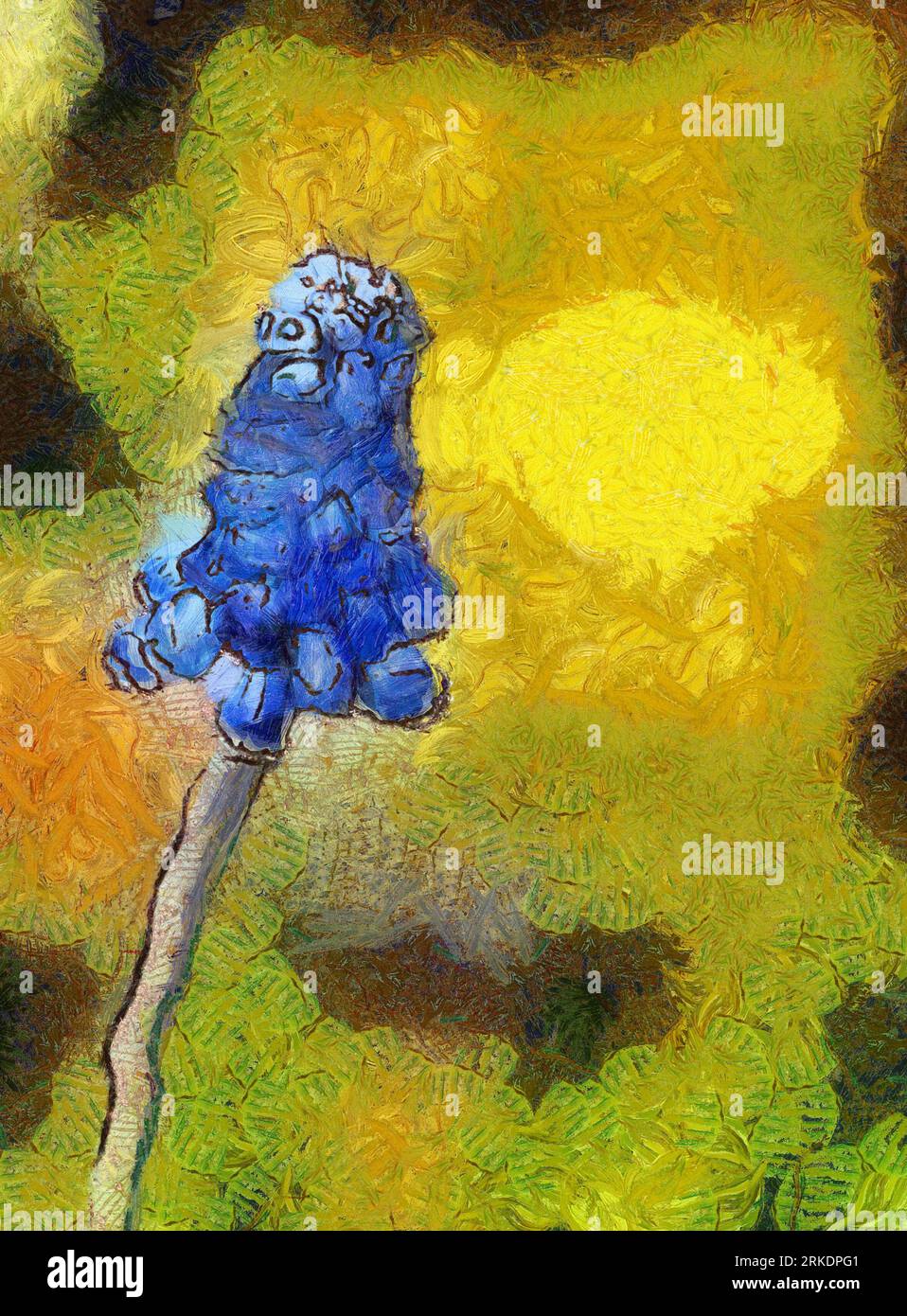 Spring blue flower, digital painting effect, photo manipulation Stock ...