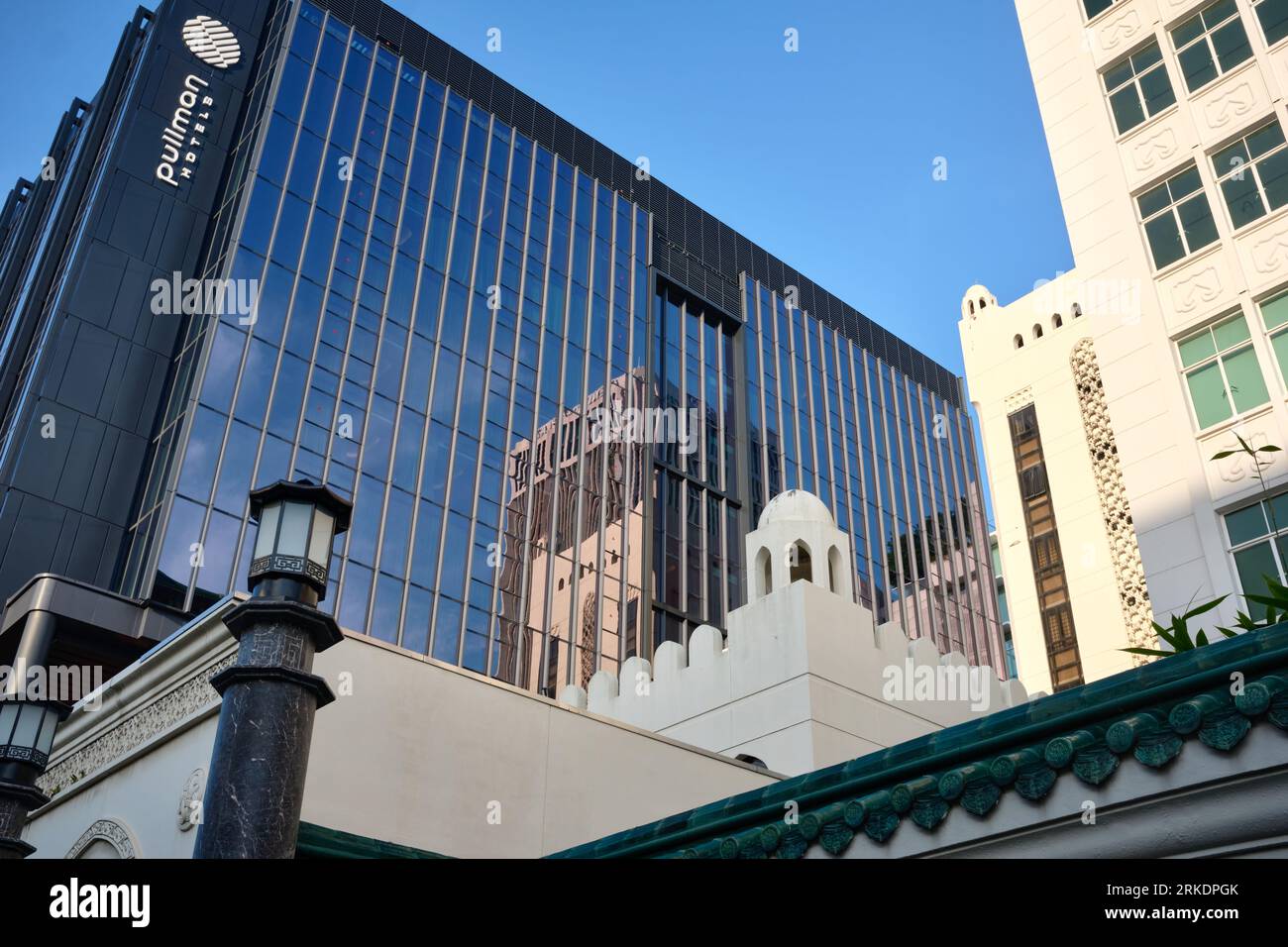 The upper part of Al-Burhani Mosque and other buildings in Hill Street ...