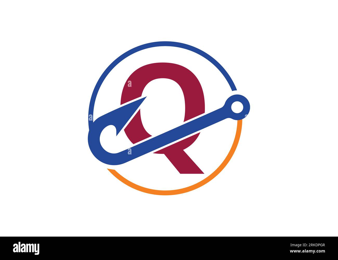 Initial Q monogram letter alphabet with fishing Hook. Fishing logo ...