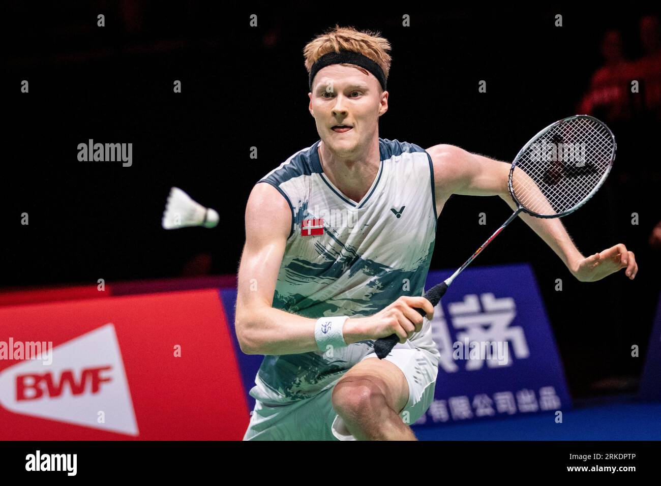 Anders Antonsen of Denmark competes during his second round men's ...