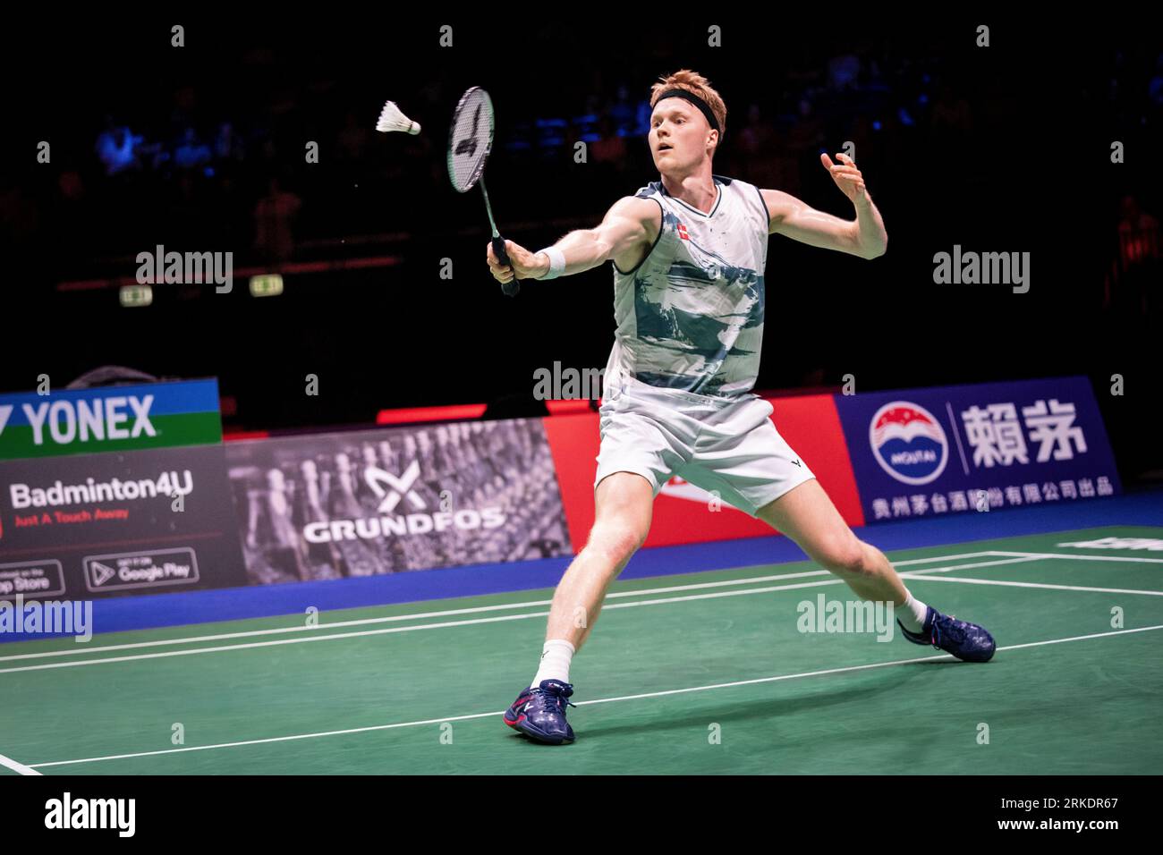 Anders Antonsen of Denmark competes during his second round men's ...
