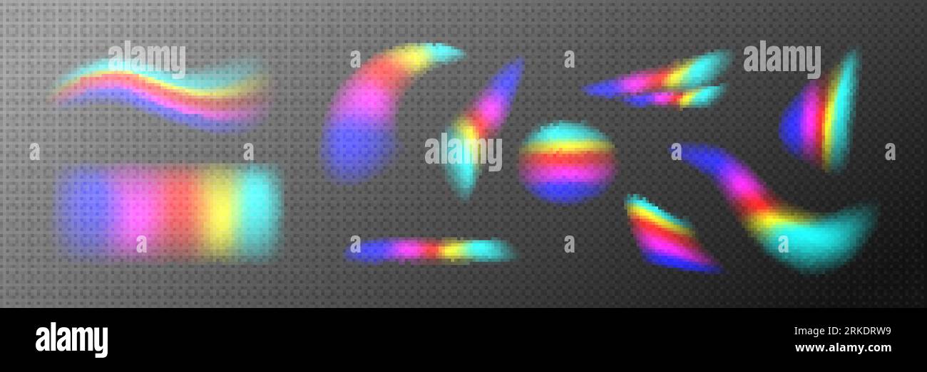 Rainbow light flares of prism, crystal glass or diamond. Overlay ...