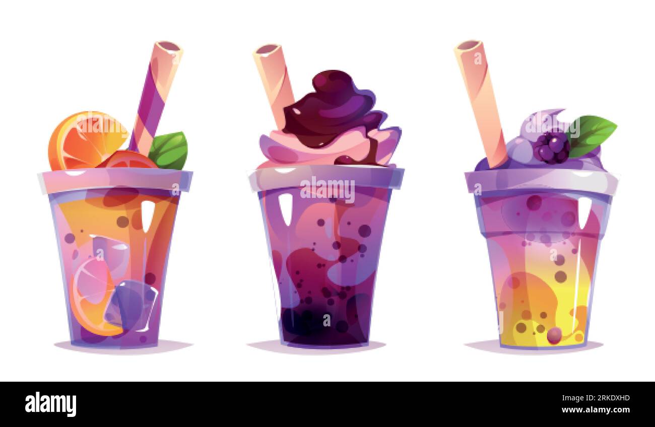 Milk tea bubble drink vector juice cup cartoon illustration. Ice boba ...