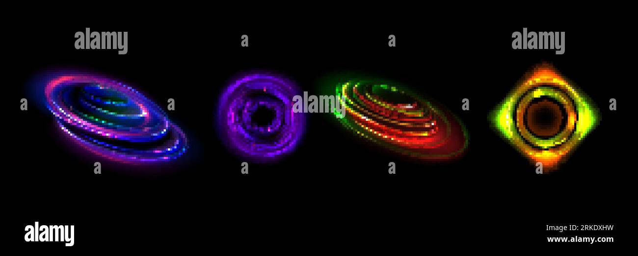 Realistic set of neon color light flares isolated on background. Vector ...