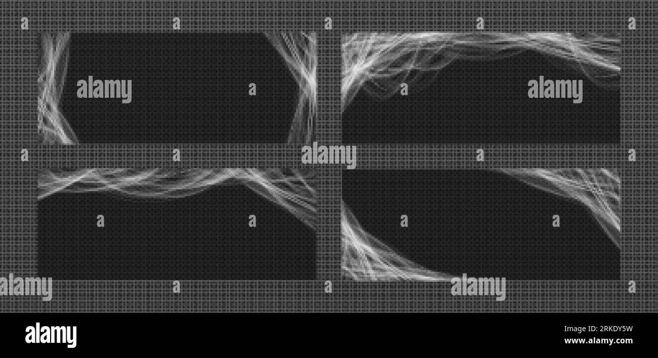 Halloween line cobweb effect vector horror corner frame set. Spiderweb ...