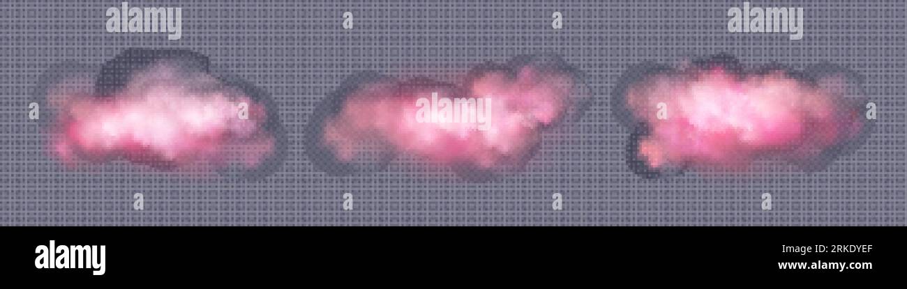 Pink candy cotton cloud isolated fantasy vector. Fluffy sunset ...