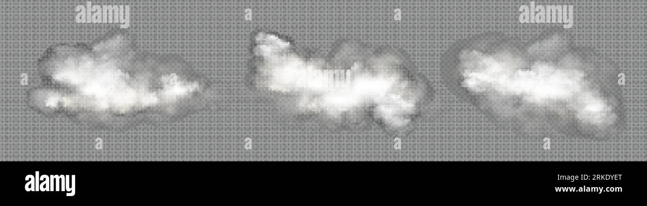 Realistic cumulus clouds set isolated on transparent background. Vector ...