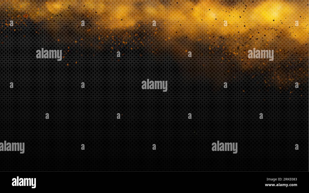 Orange cloud smoke with light realistic vector. Gold color fog on ...