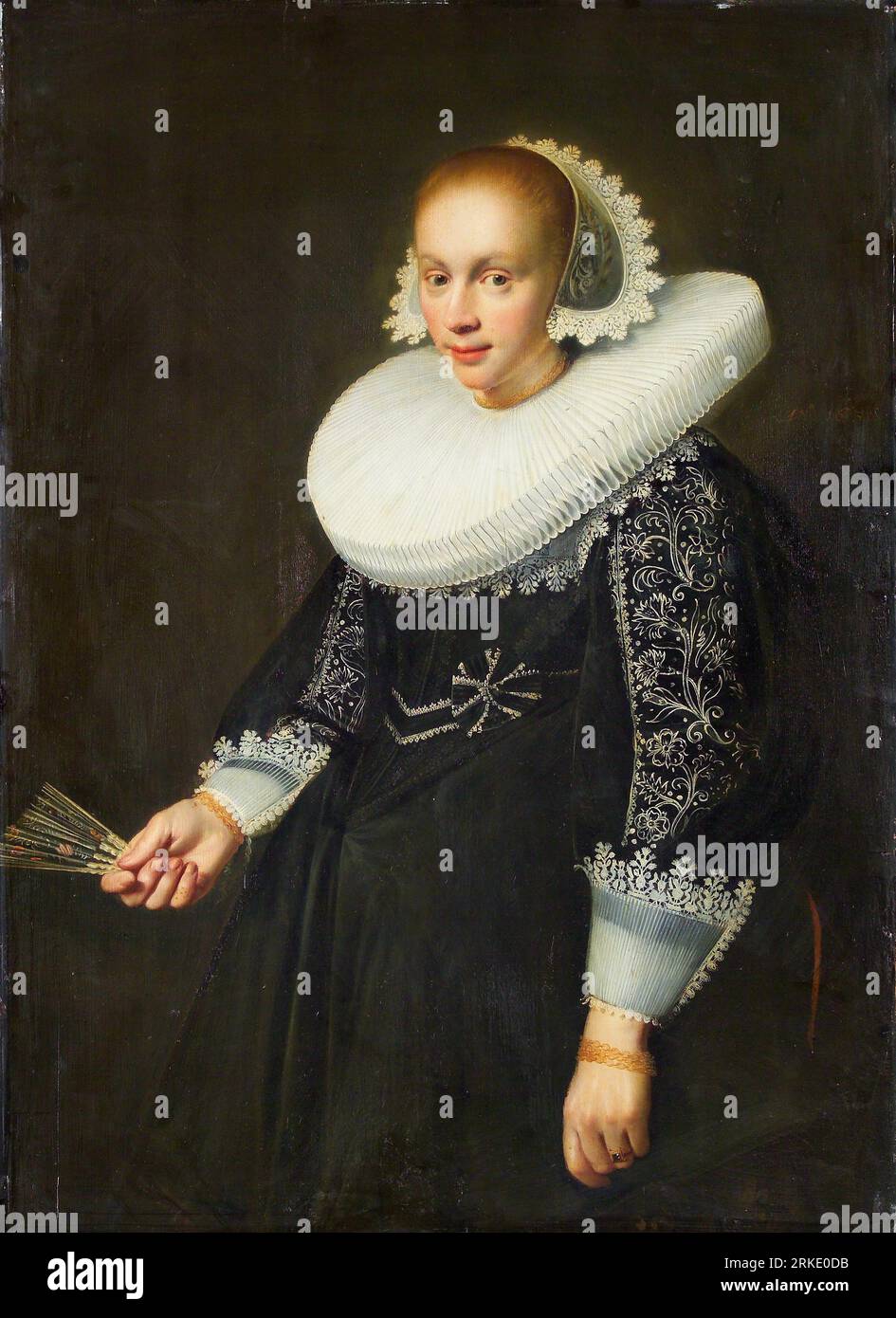 Portrait of a Lady with a Fan circa 1636 by Jan Daemen Cool Stock Photo ...