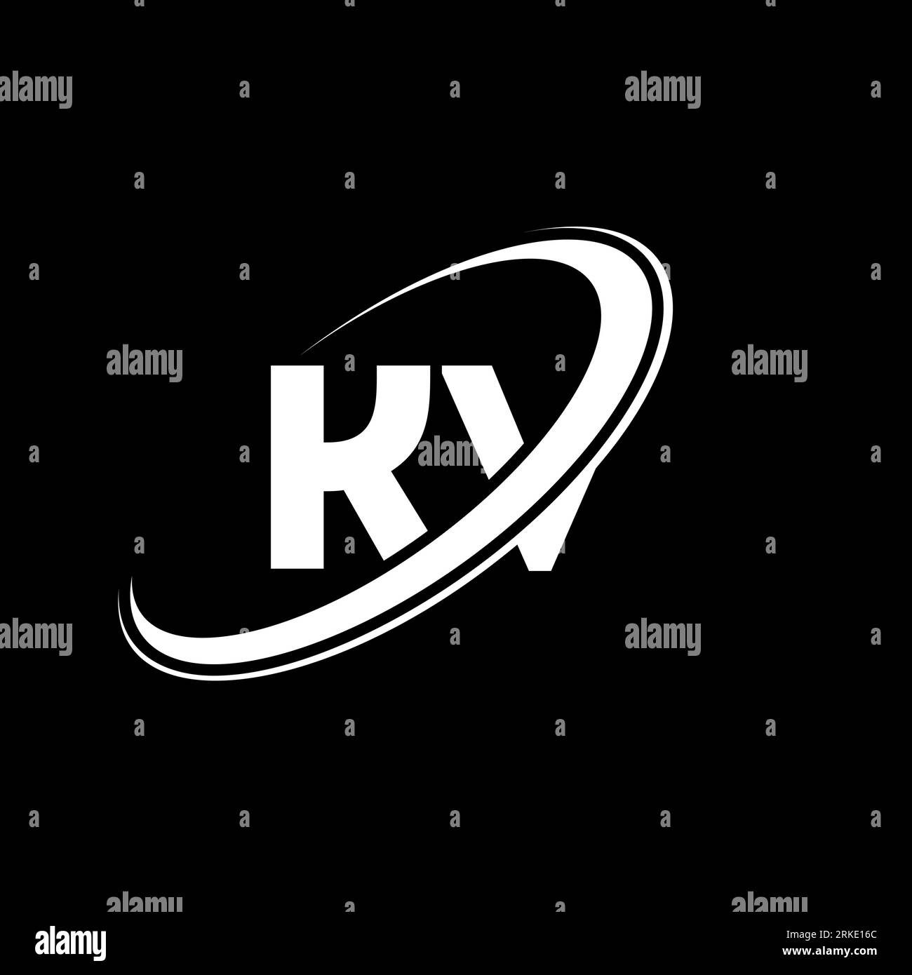KV K V letter logo design. Initial letter KV linked circle uppercase ...