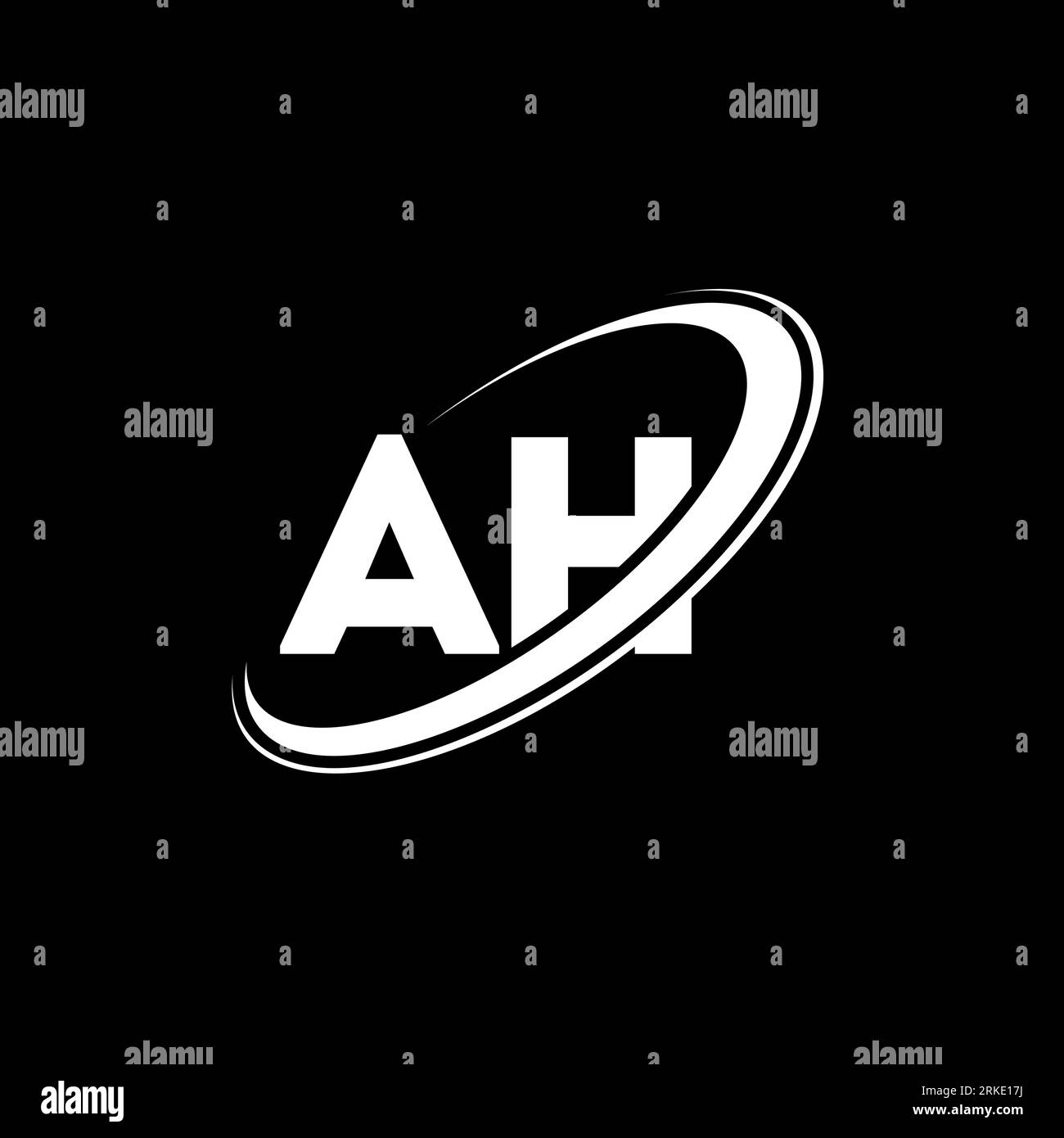 AH A H letter logo design. Initial letter AH linked circle uppercase ...