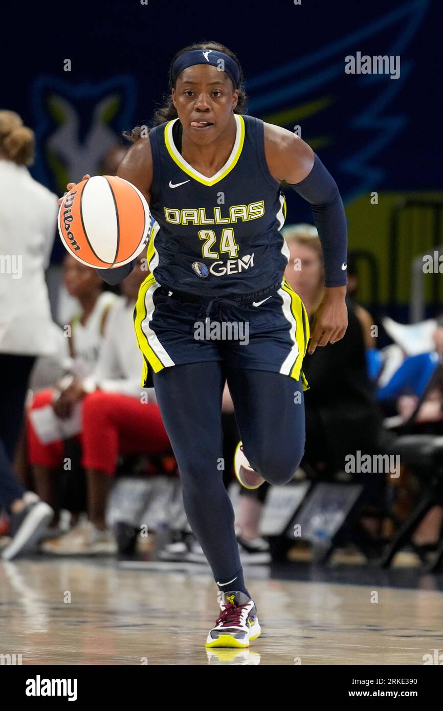 Dallas Wings guard Arike Ogunbowale advances the ball aginst the ...