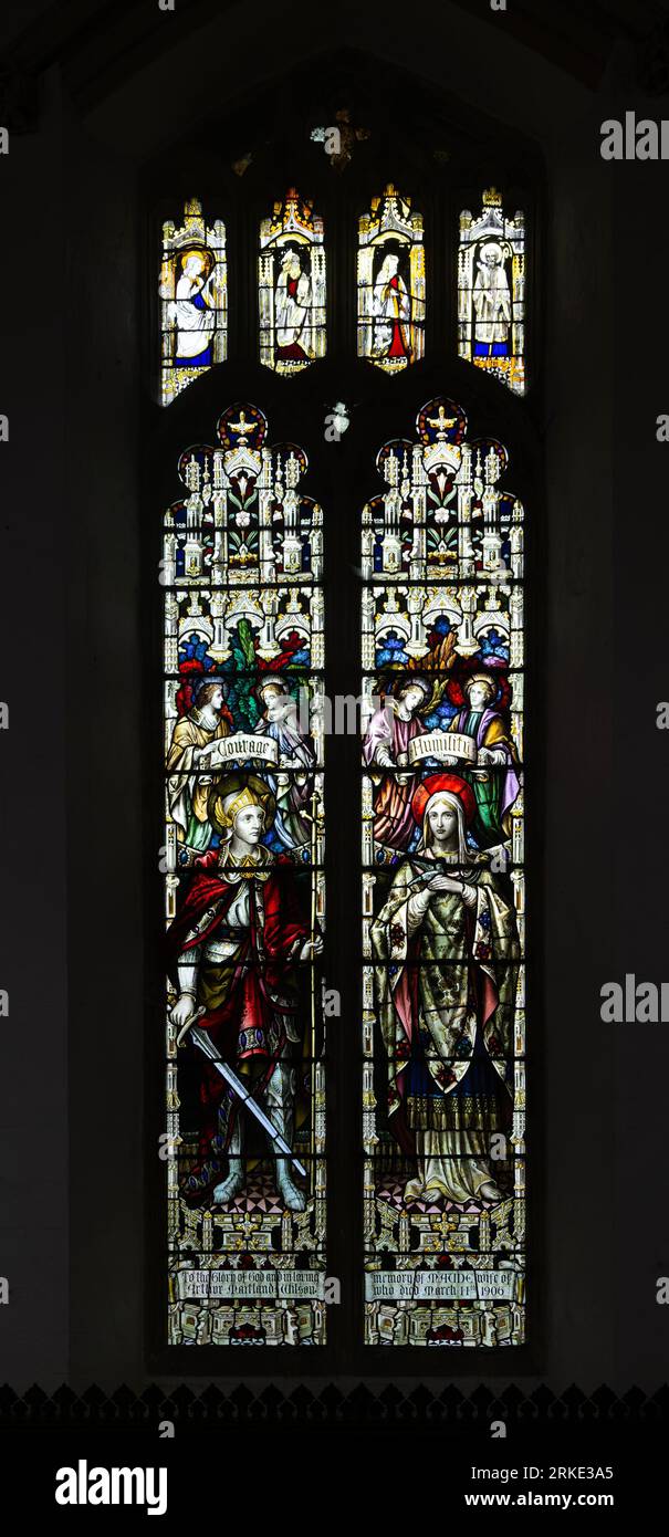 Stained glass window depicting Courage and Humility by AL Moore 1913 ...
