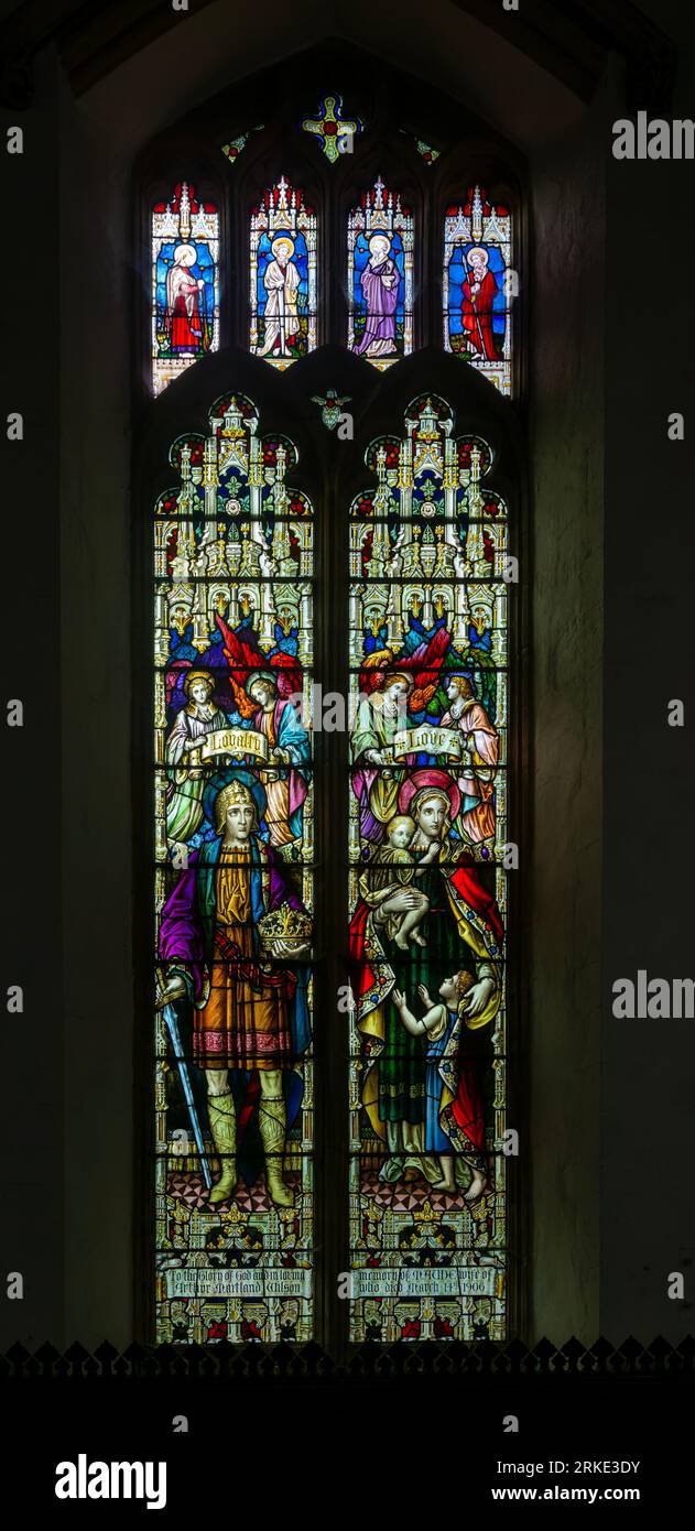 Stained glass window depicting Loyalty and Love by AL Moore 1913 ...