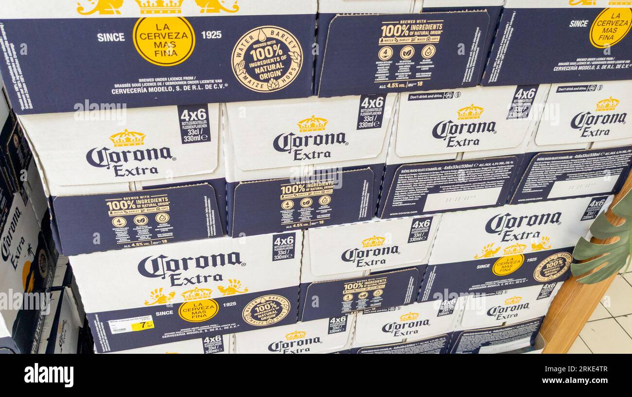 Bordeaux , France - 08 19 2023 : Corona Extra Beer logo brand and text ...
