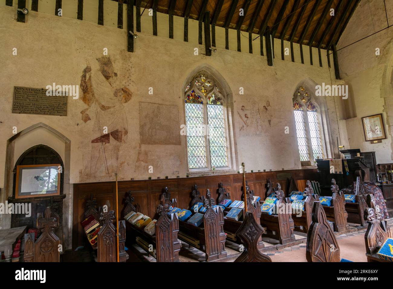 Medieval wall paintings Saint Christopher, Saint George, Saint Edmund c ...