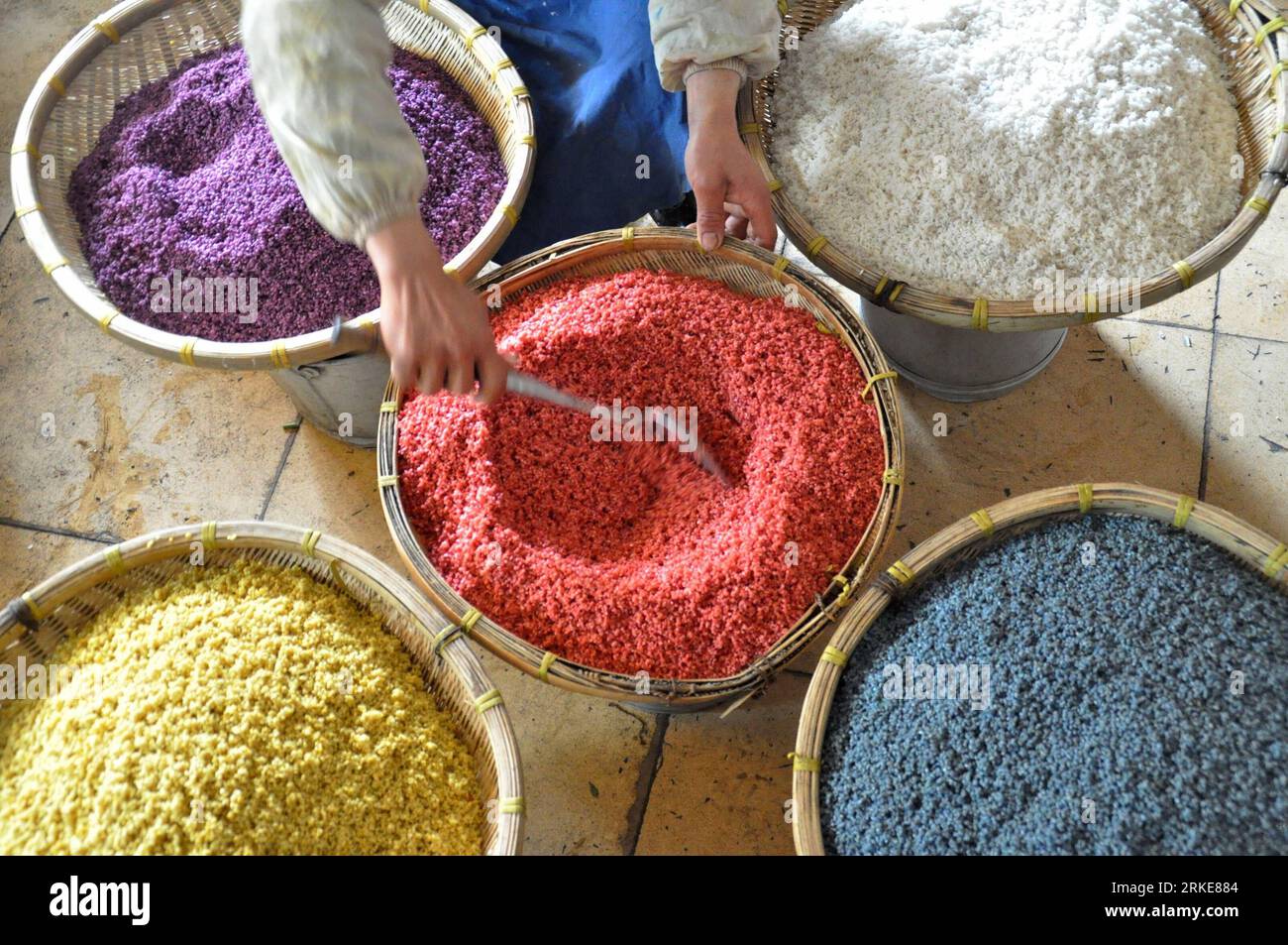 Five colored glutinous rice hi-res stock photography and images - Alamy