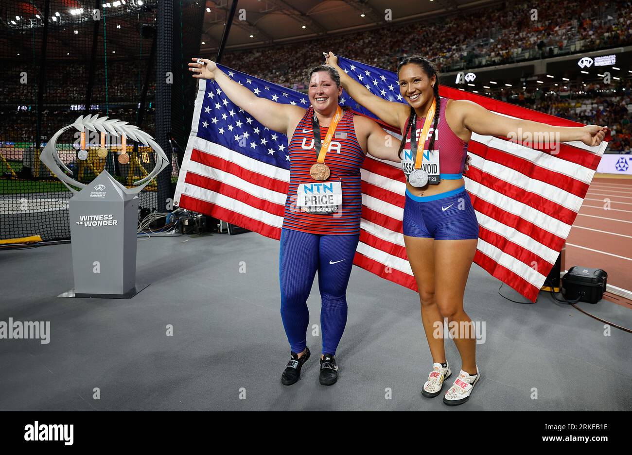 Budapest, Hungary. 24th Aug, 2023. Janee' Kassanavoid (R) and DeAnna ...
