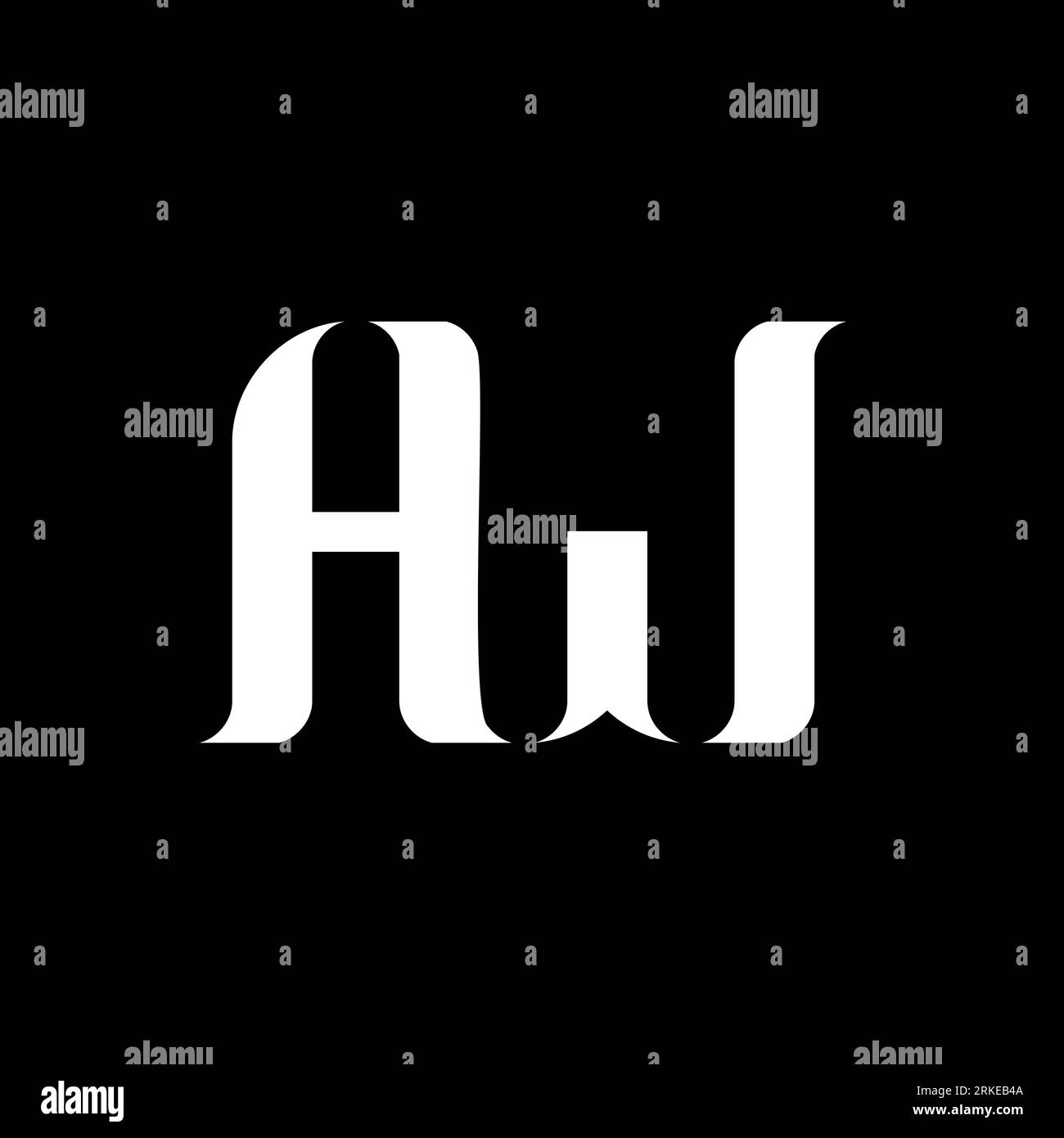 AW A W letter logo design. Initial letter AW linked circle uppercase ...