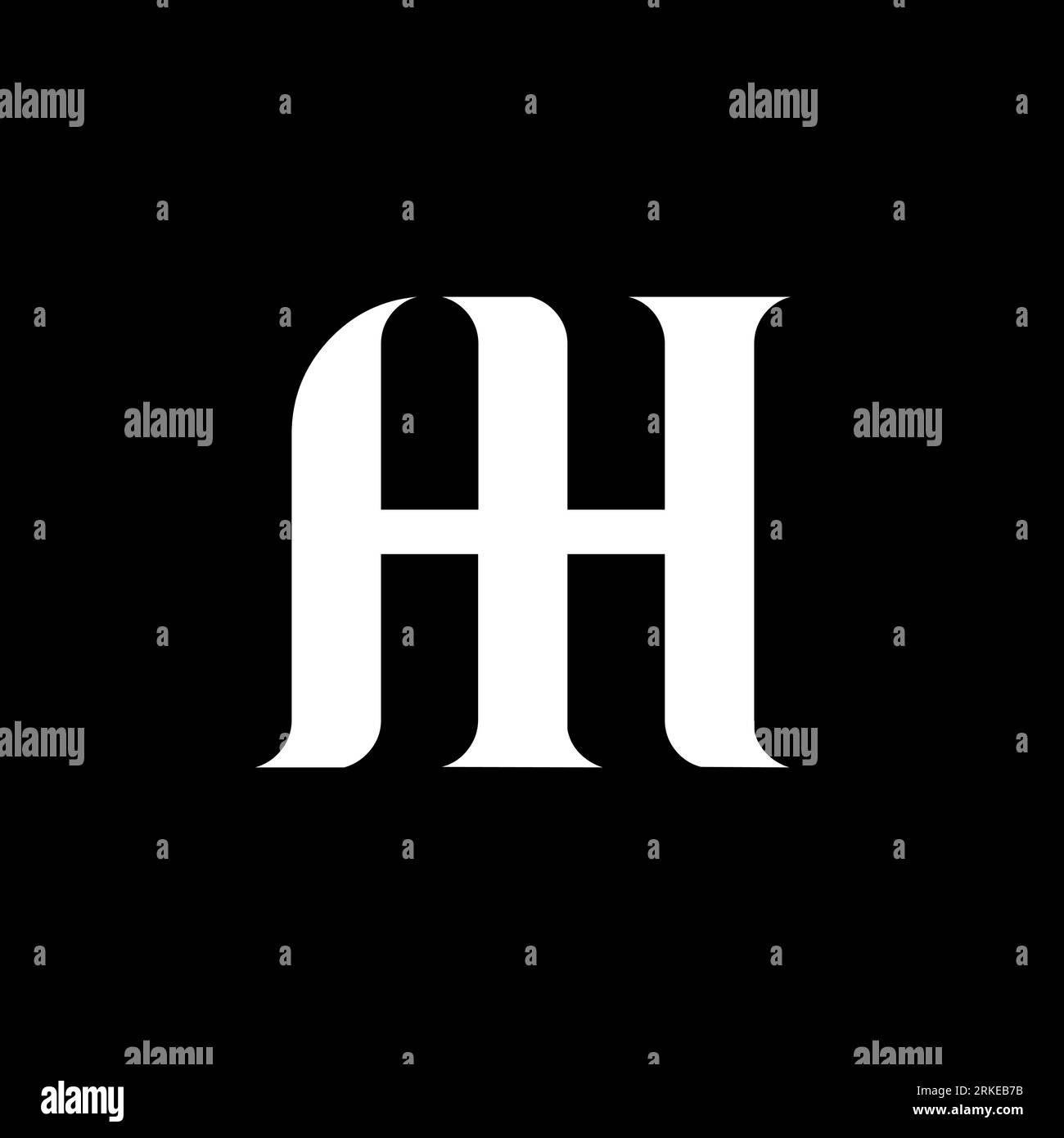 AH A H letter logo design. Initial letter AH linked circle uppercase ...