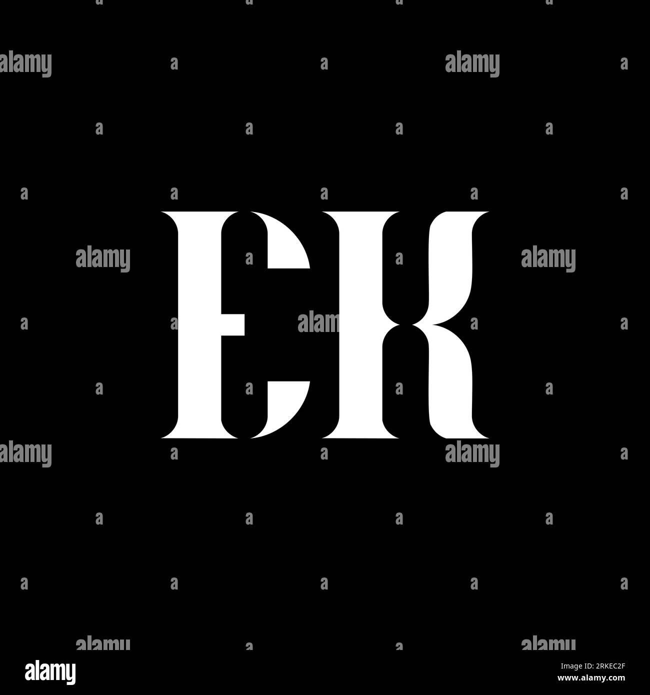 EK E K letter logo design. Initial letter EK uppercase monogram logo white color. EK logo, E K ...