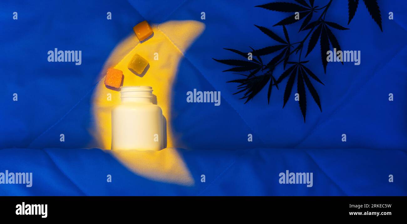Evening bedroom with cannabidiol gummies, Medical candy CBD, hemp ...