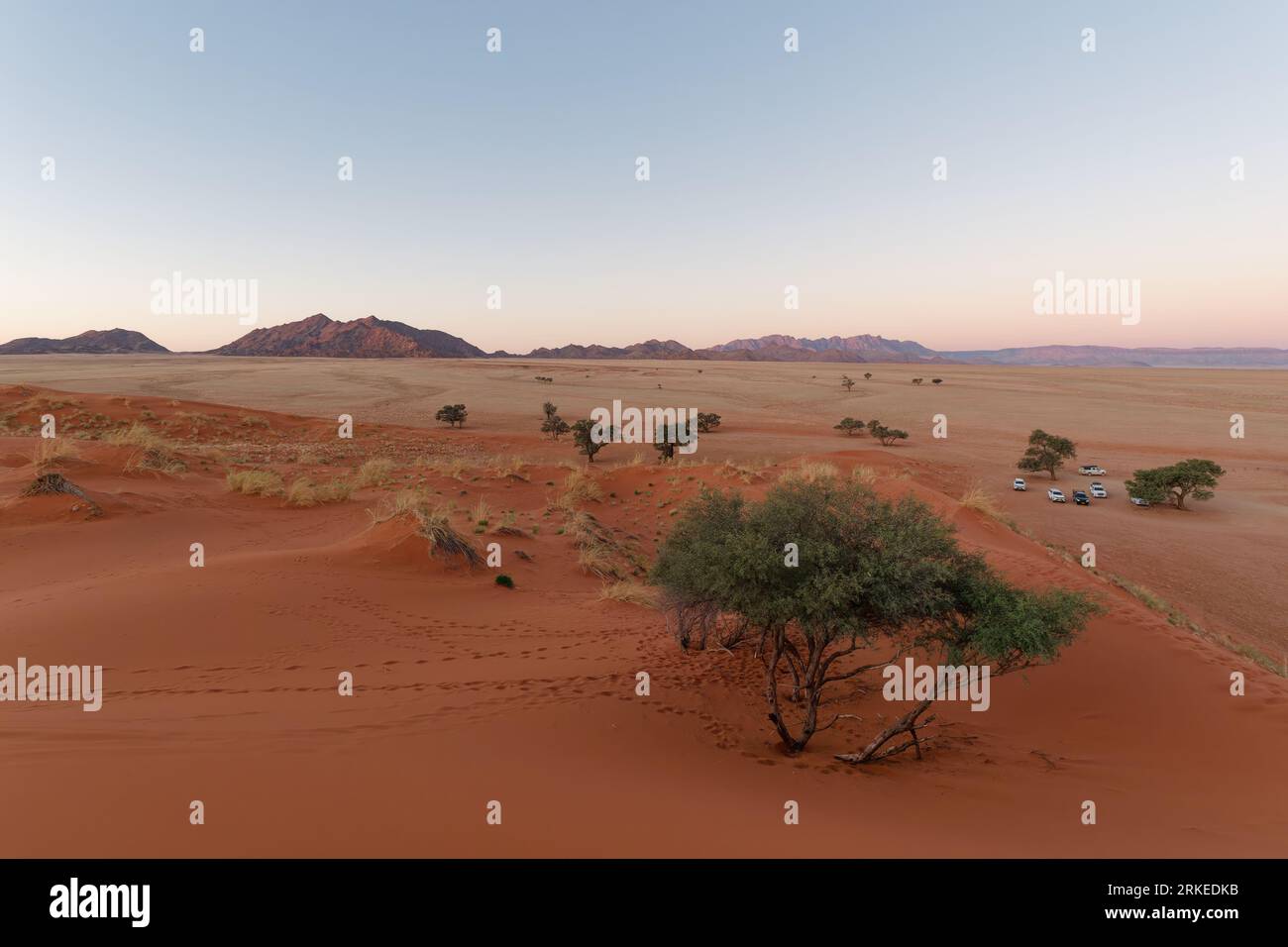 A captivating view of the beautiful orange sand dunes in the Namibian ...