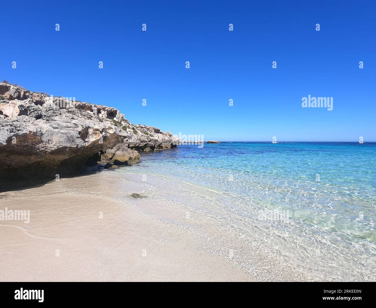 Stunning turquoise beach captured on a sunny day, located on Rottnest ...