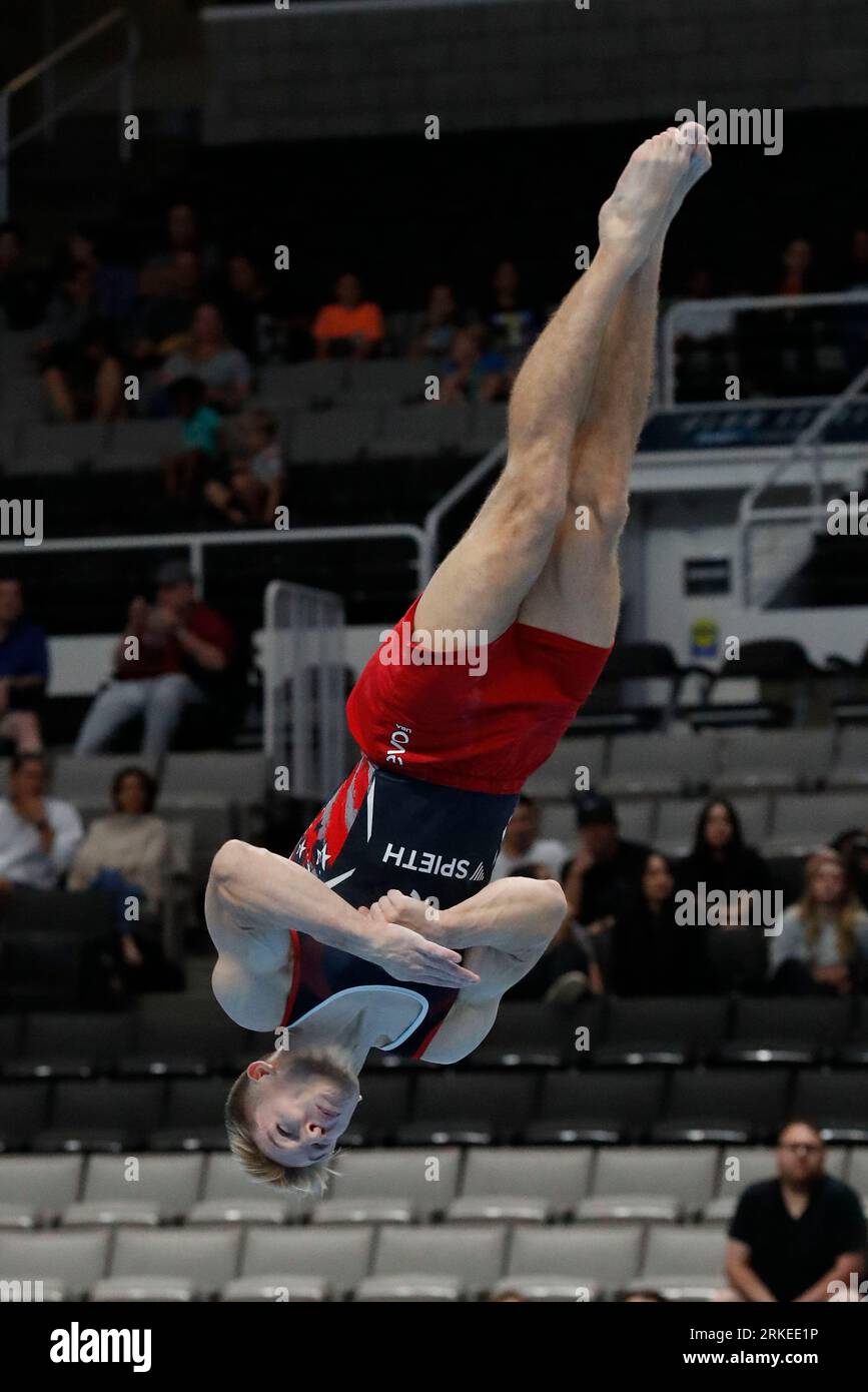 San Jose, California, USA. 24th Aug, 2023. Shane Wiskus (35) performs ...