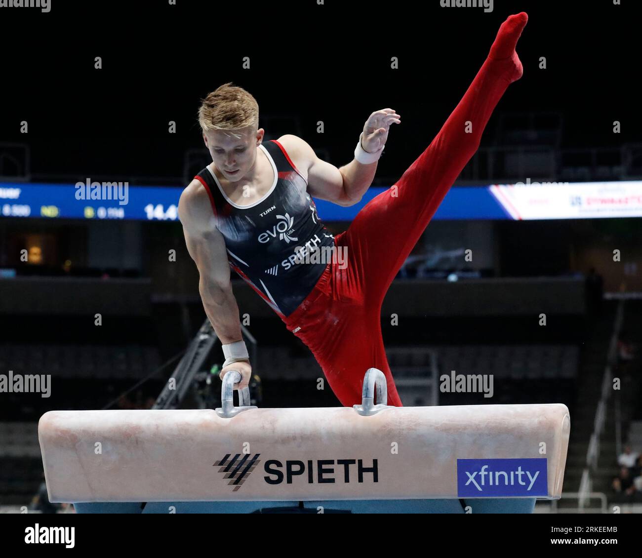 San Jose, California, USA. 24th Aug, 2023. Shane Wiskus (35) performs ...