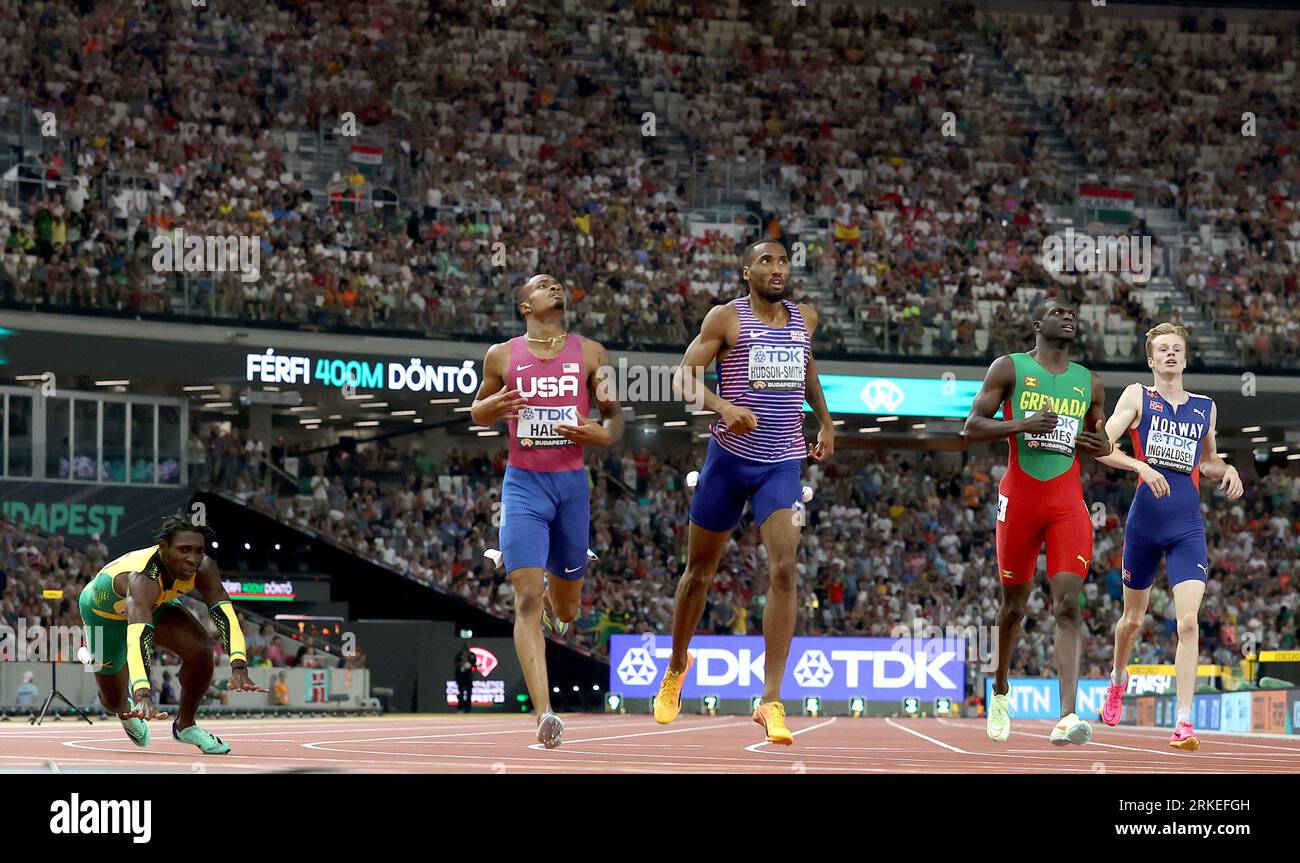 Budapest, Hungary. 24th Aug, 2023. Antonio Watson (1st L) of Jamaica ...