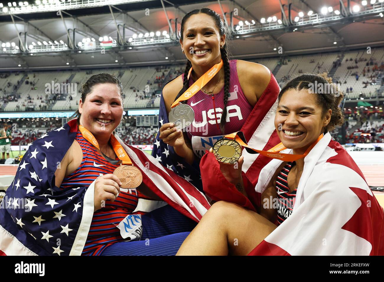 Budapest, Hungary. 24th Aug, 2023. Camryn Rogers (R) of Canada, Janee ...