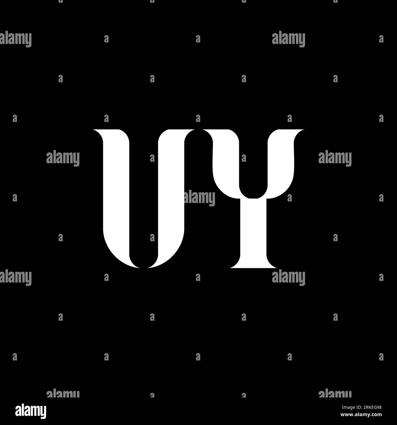 UY U Y letter logo design. Initial letter UY linked circle uppercase ...