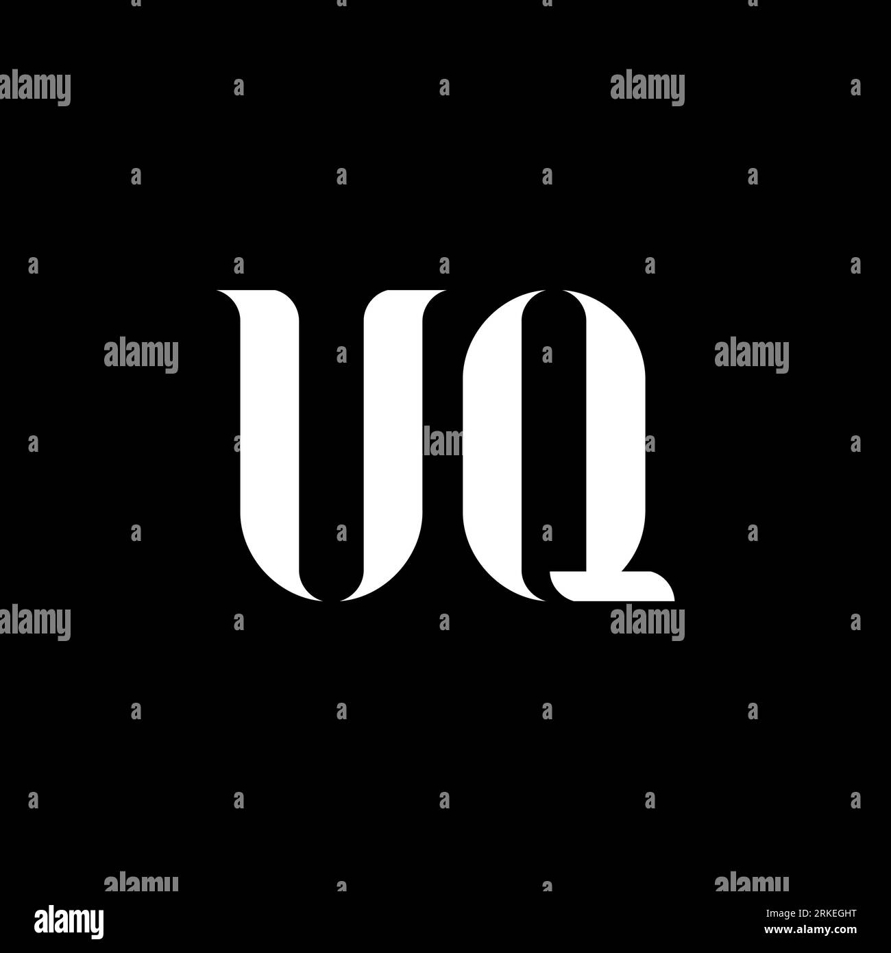 UQ U Q letter logo design. Initial letter UQ linked circle uppercase monogram logo white color ...