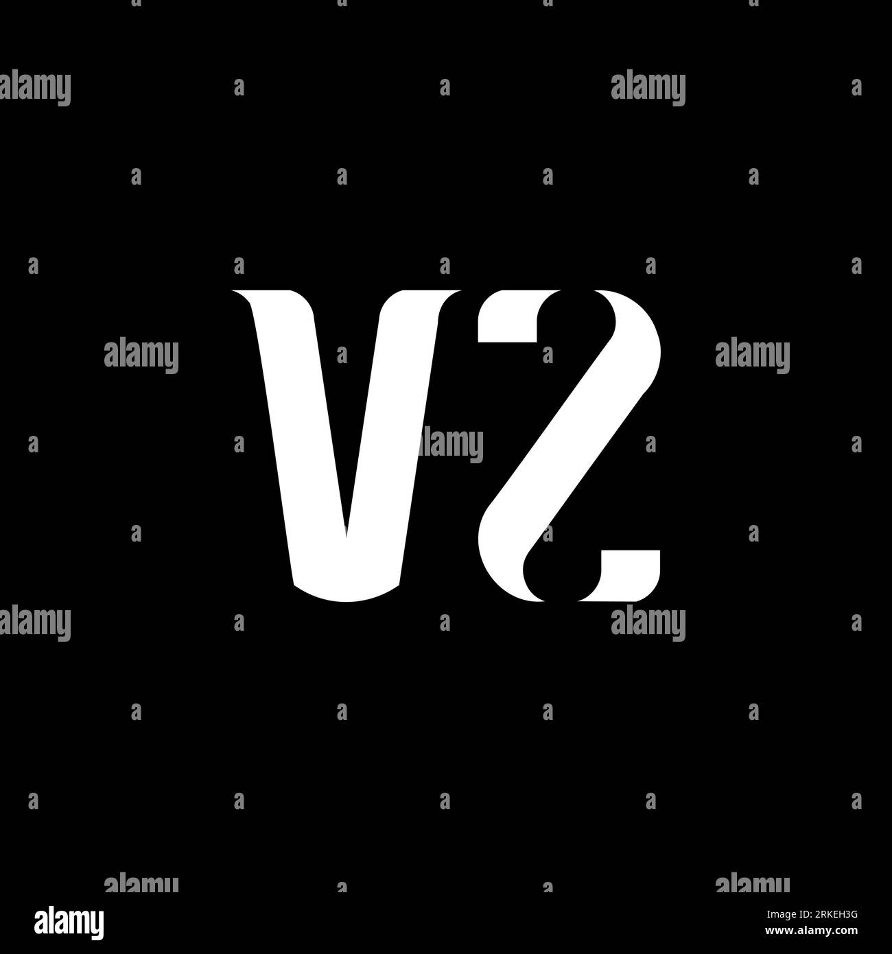 VZ V Z letter logo design. Initial letter VZ linked circle uppercase ...