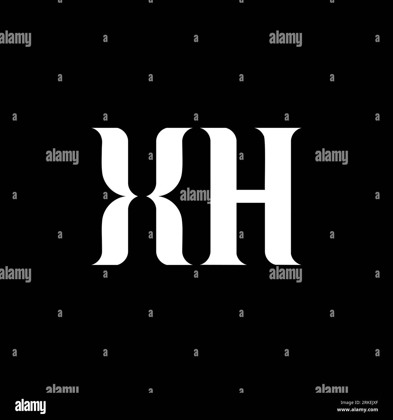 XH X H letter logo design. Initial letter XH linked circle uppercase ...