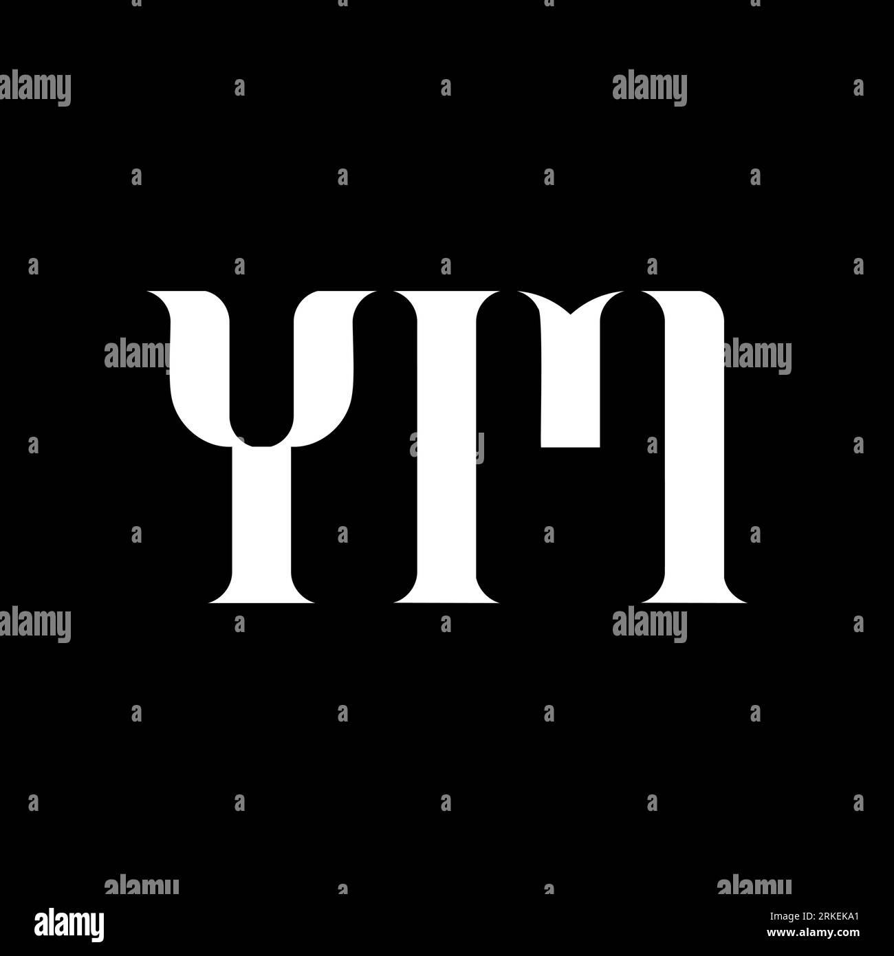 YM Y M letter logo design. Initial letter YM uppercase monogram logo white color. YM logo, Y M ...