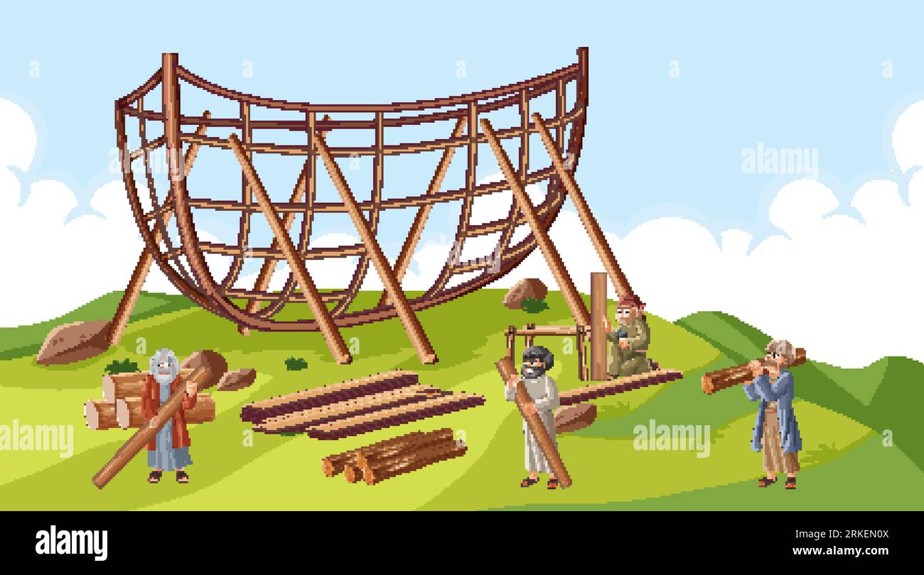 Wooden Boat Structure Building on Land illustration Stock Vector Image ...