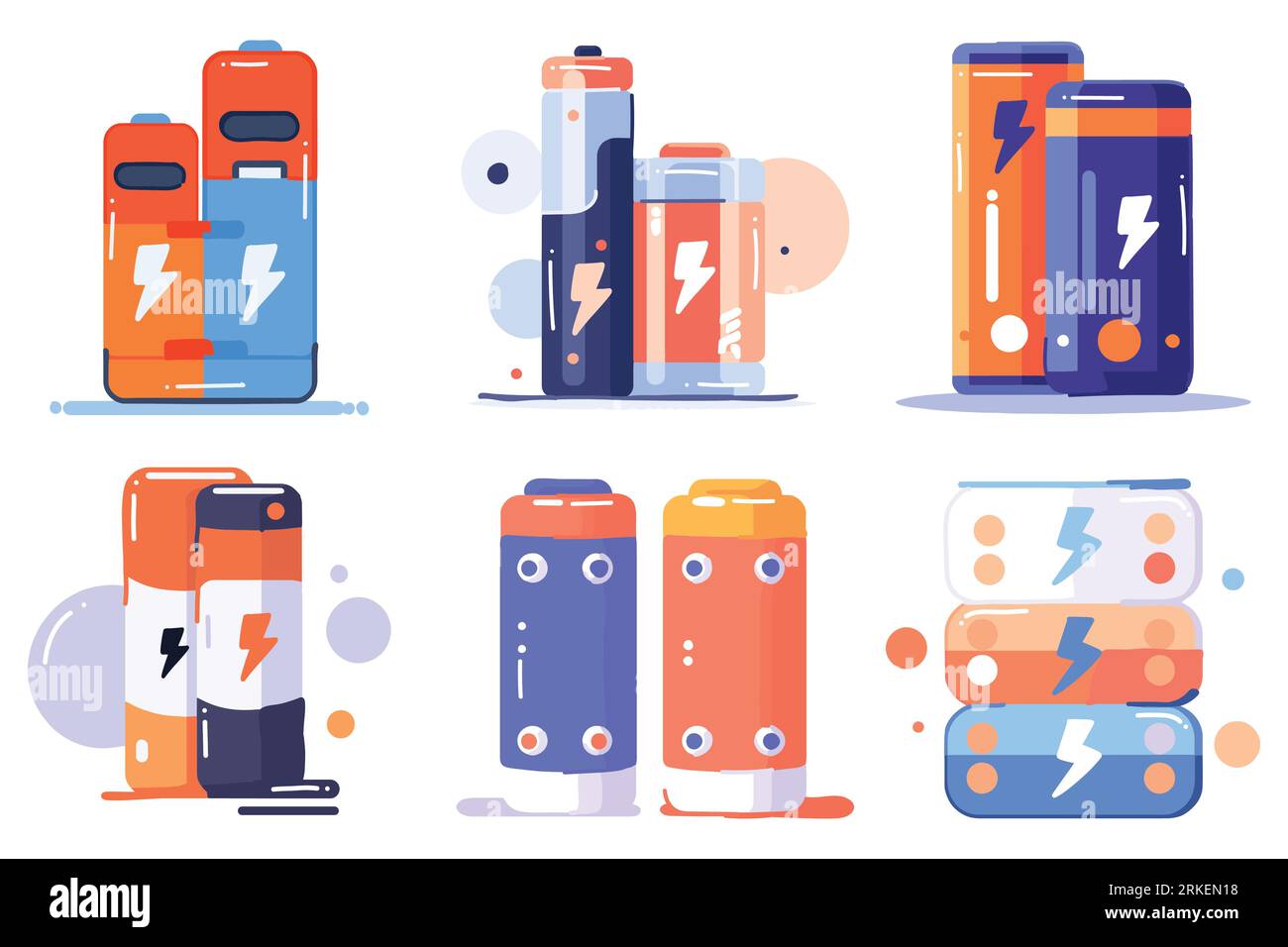 Hand Drawn electric storage battery in flat style isolated on ...