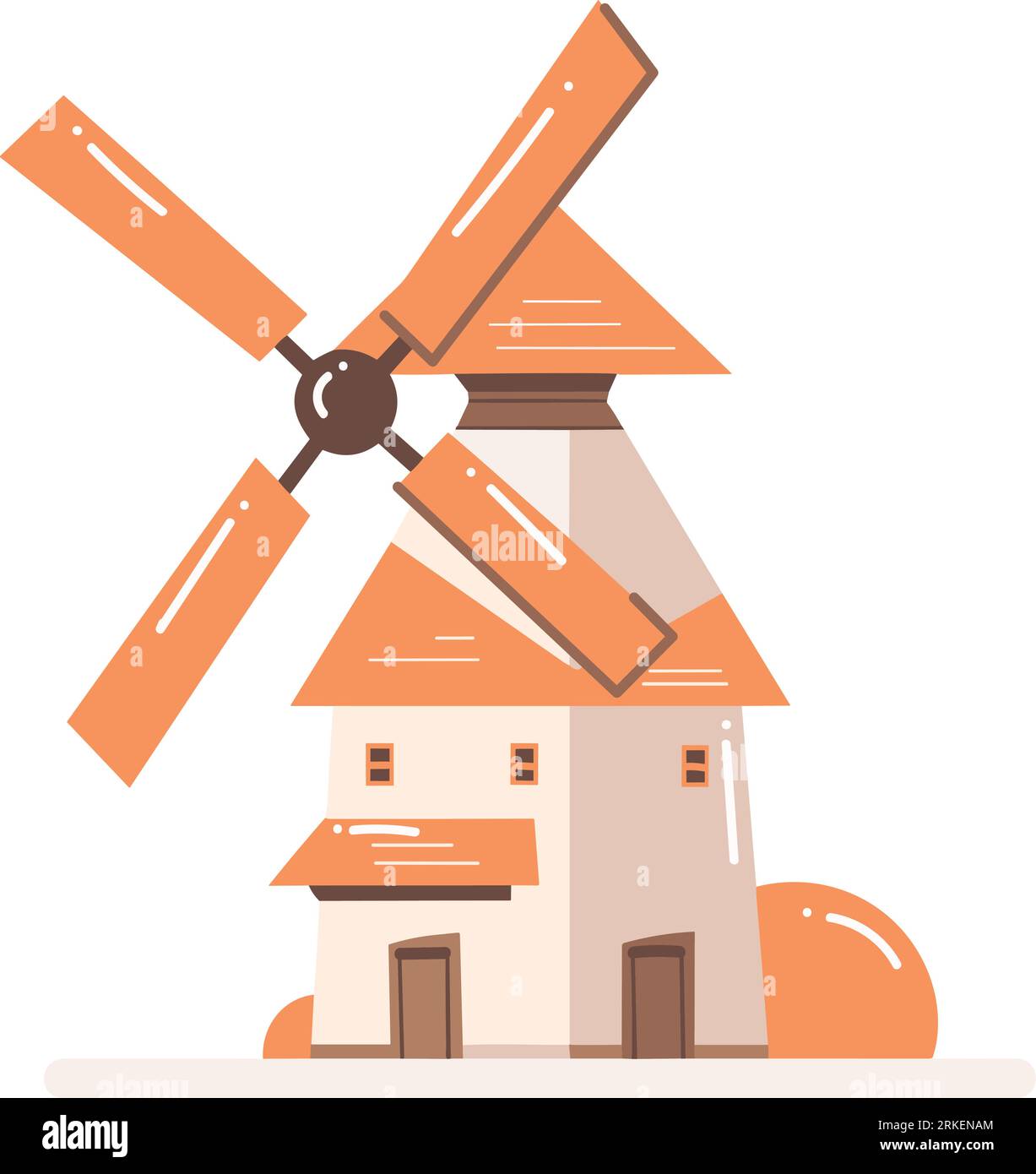 Hand Drawn farm windmill in flat style isolated on background Stock ...