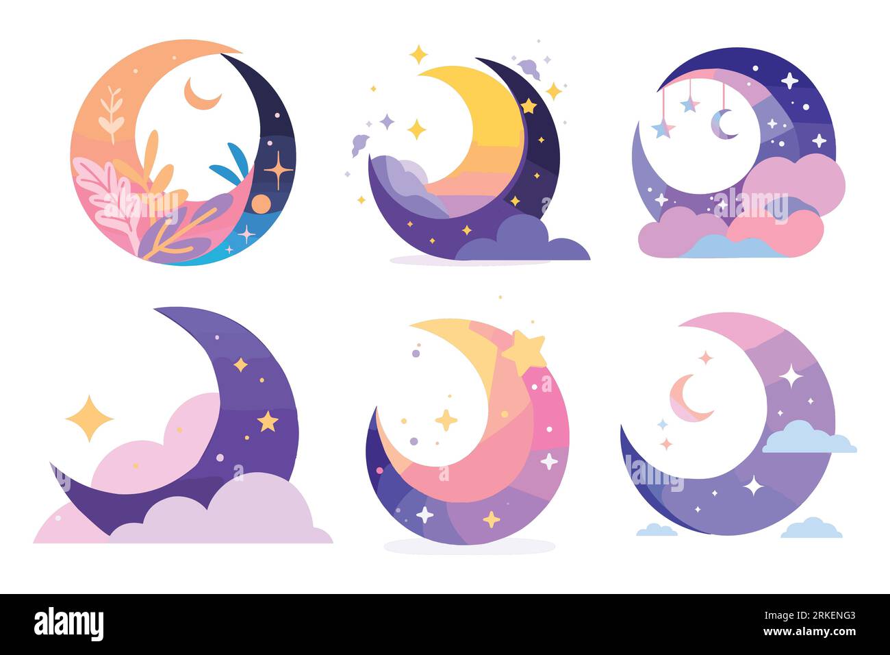 Blue half moon Stock Vector Images - Alamy