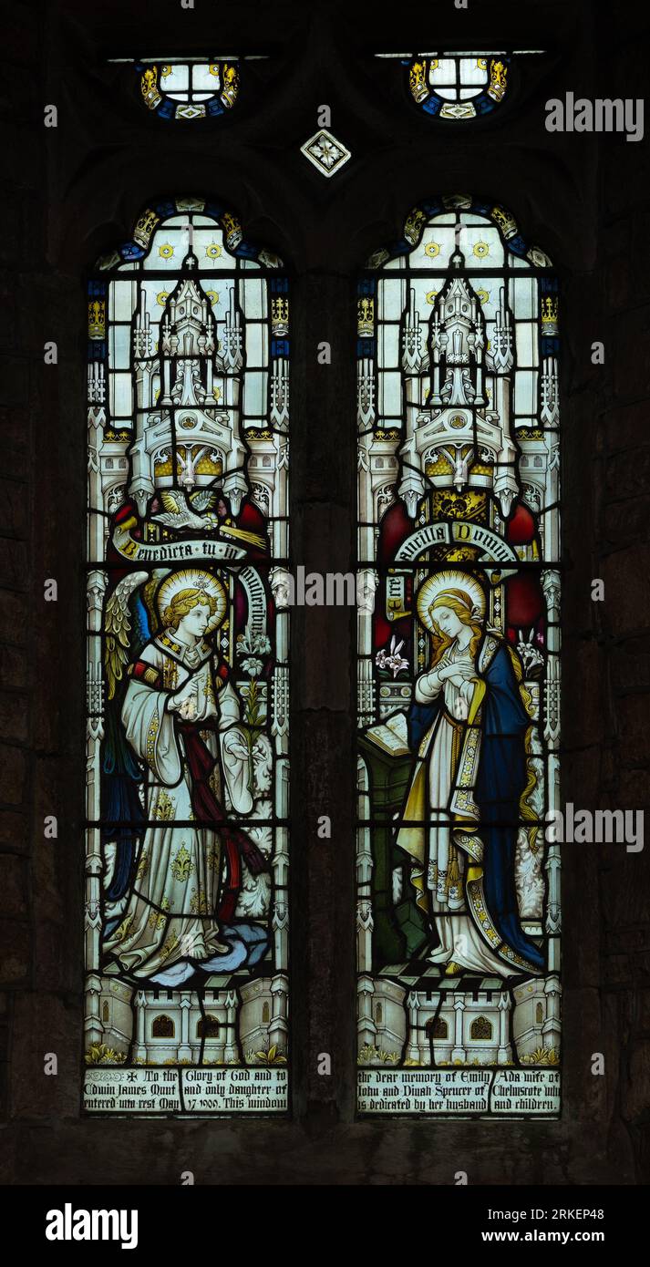 The Annunciation stained glass, St. George`s Church, Brailes ...